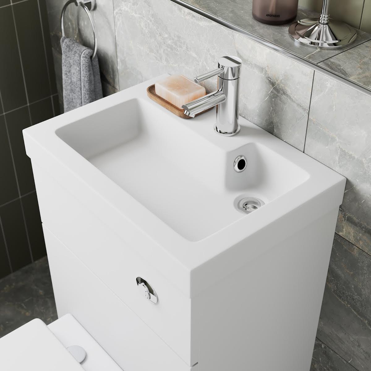 Artis Back to Wall Toilet with Sink on Top White Gloss Unit 500mm