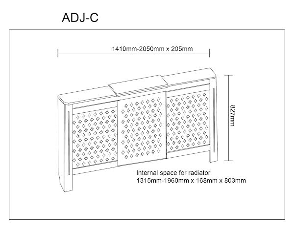 Radiator Cover Adjustable - Dark Grey Cross Pattern