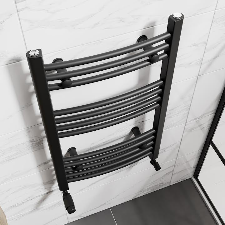 DuraTherm Curved Towel Radiator Matt Black - 750 x 450mm