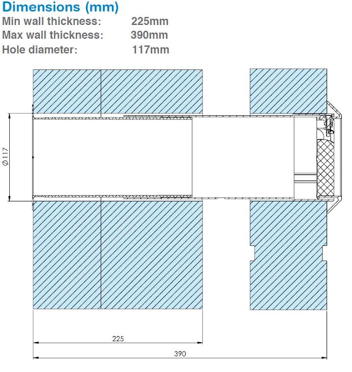 Manrose Deluxe White Ducting with Back Draught Shutter Internal Fit Wall Kit 100mm - DHRIWKWBS