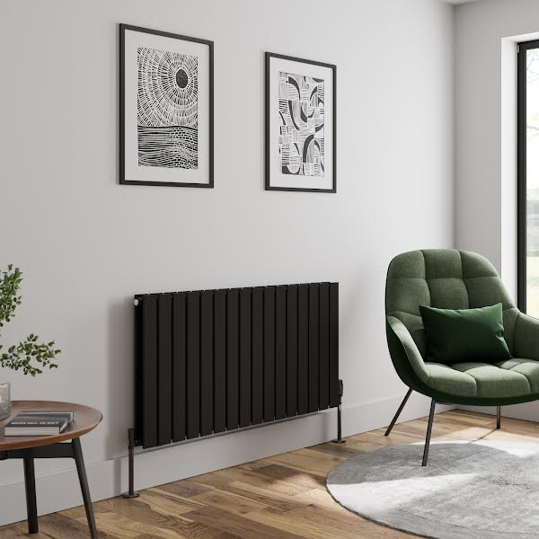 DuraTherm Double Flat Panel Designer Radiator 600x1215mm Black