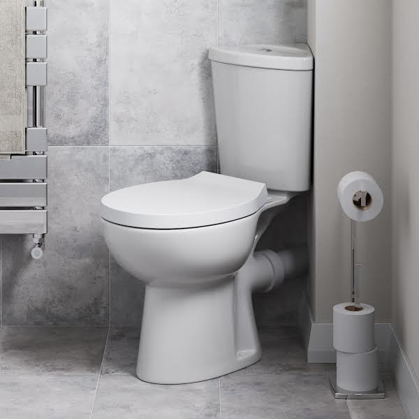 Essentials Forli Space Saving Corner Toilet & Soft Close Seat