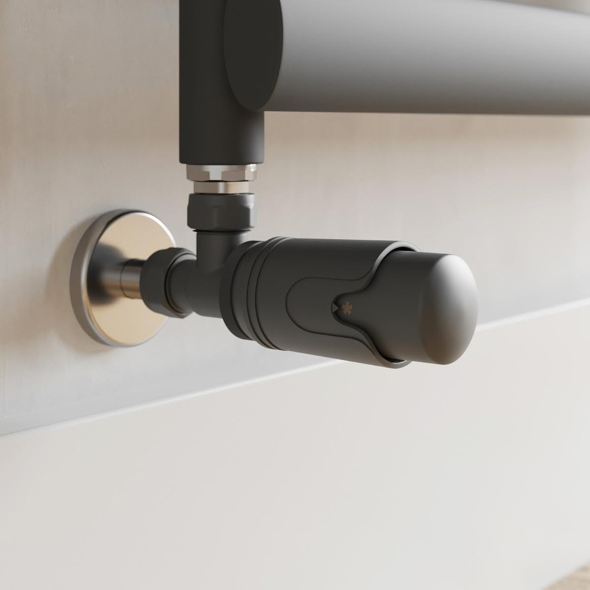 Duratherm Angled Anthracite Thermostatic Radiator Valve and Lock Shield ...