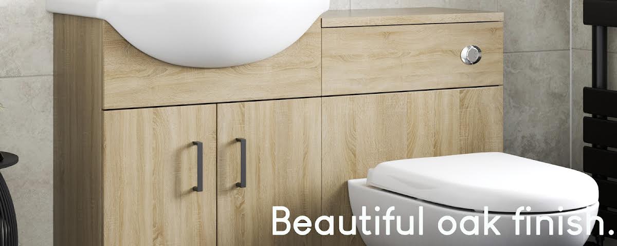 Alpine Oak Wood Toilet & Vanity Unit with Basin - 1050mm