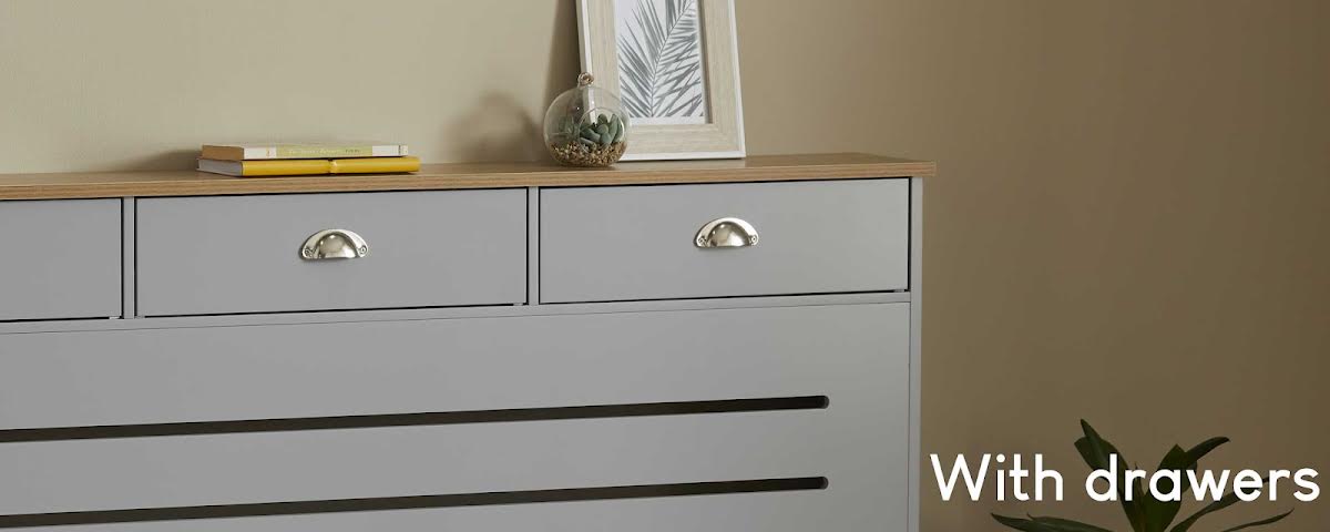 Vale Designs Grey Radiator Cover - Large with Drawers 1500mm