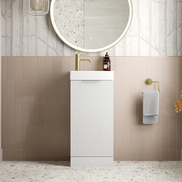 Artis Fluted Freestanding White Vanity Unit - 400mm