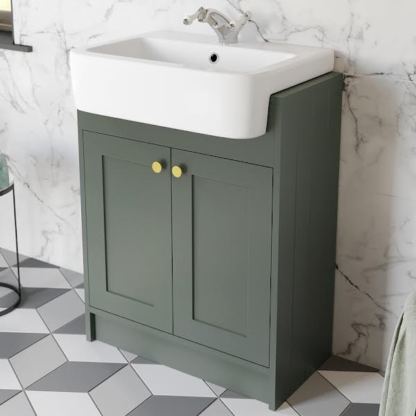 Park Lane Winchester Green Vanity Unit & Handles 620mm