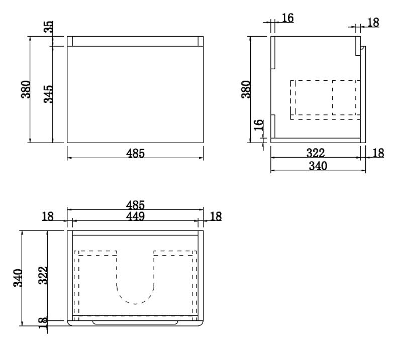 Regis Forma Wood Wall Hung Vanity Unit & Basin - 500mm