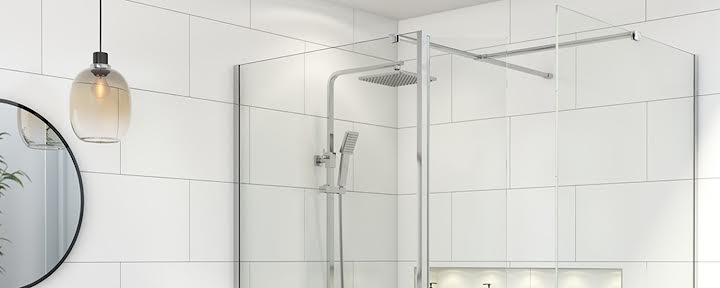 Diamond Wet Room Screens with Hinged Return Panel 1400 x 900mm - Chrome