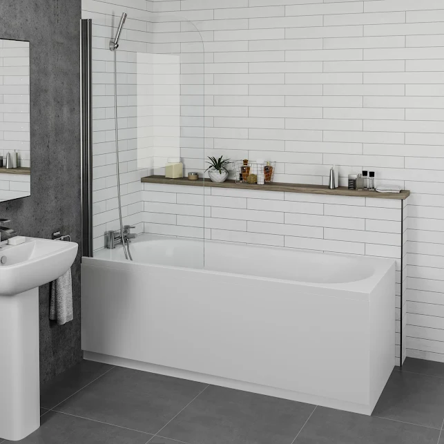 Ceramica Single Ended Curved Small Bath With Side And End Panel ...