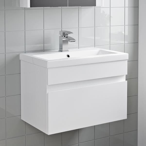 Artis Centro White Gloss Wall Hung Vanity Unit with Basin - 600mm
