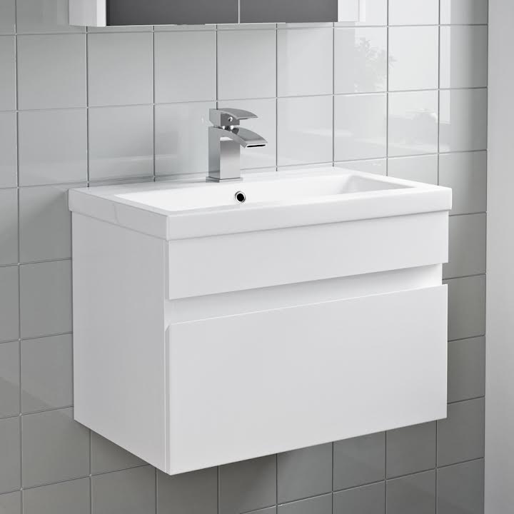 Artis Centro White Gloss Wall Hung Vanity Unit with Basin - 600mm