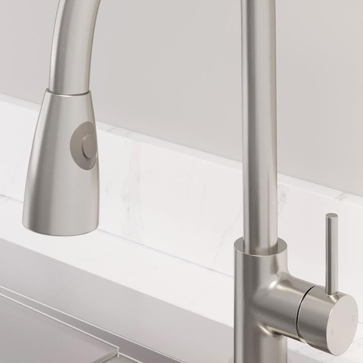 Sauber Baden Pull Out Kitchen Tap - Single Lever Brushed
