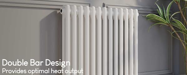Park Lane Traditional Colosseum Double Bar Column Radiator White 600 x ...