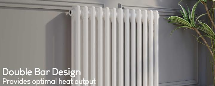 Park Lane Traditional Colosseum Double Bar Column Radiator White 600 x ...