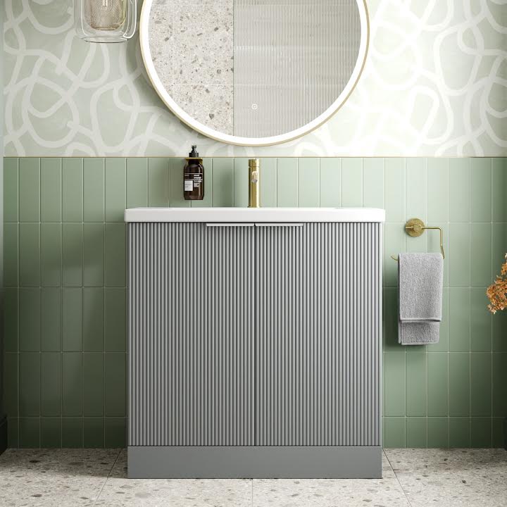 Artis Fluted Freestanding Grey Vanity Unit - 800mm
