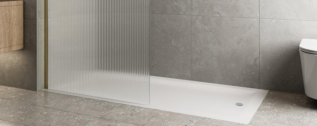 Diamond Fluted Walk In Shower Screen 1200mm with Non Slip Tray