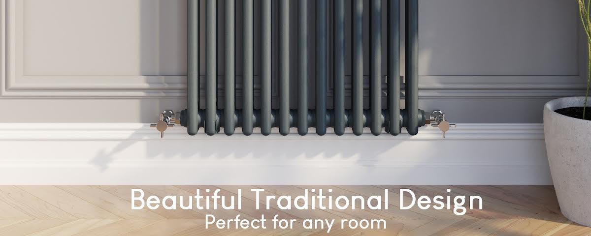 Park Lane Traditional Colosseum Double Bar Column Radiator Anthracite ...