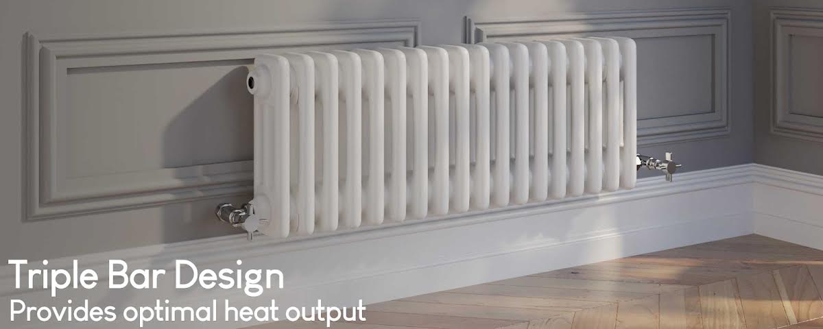 Park Lane Traditional Colosseum Triple Bar Column Radiator White 300 x ...