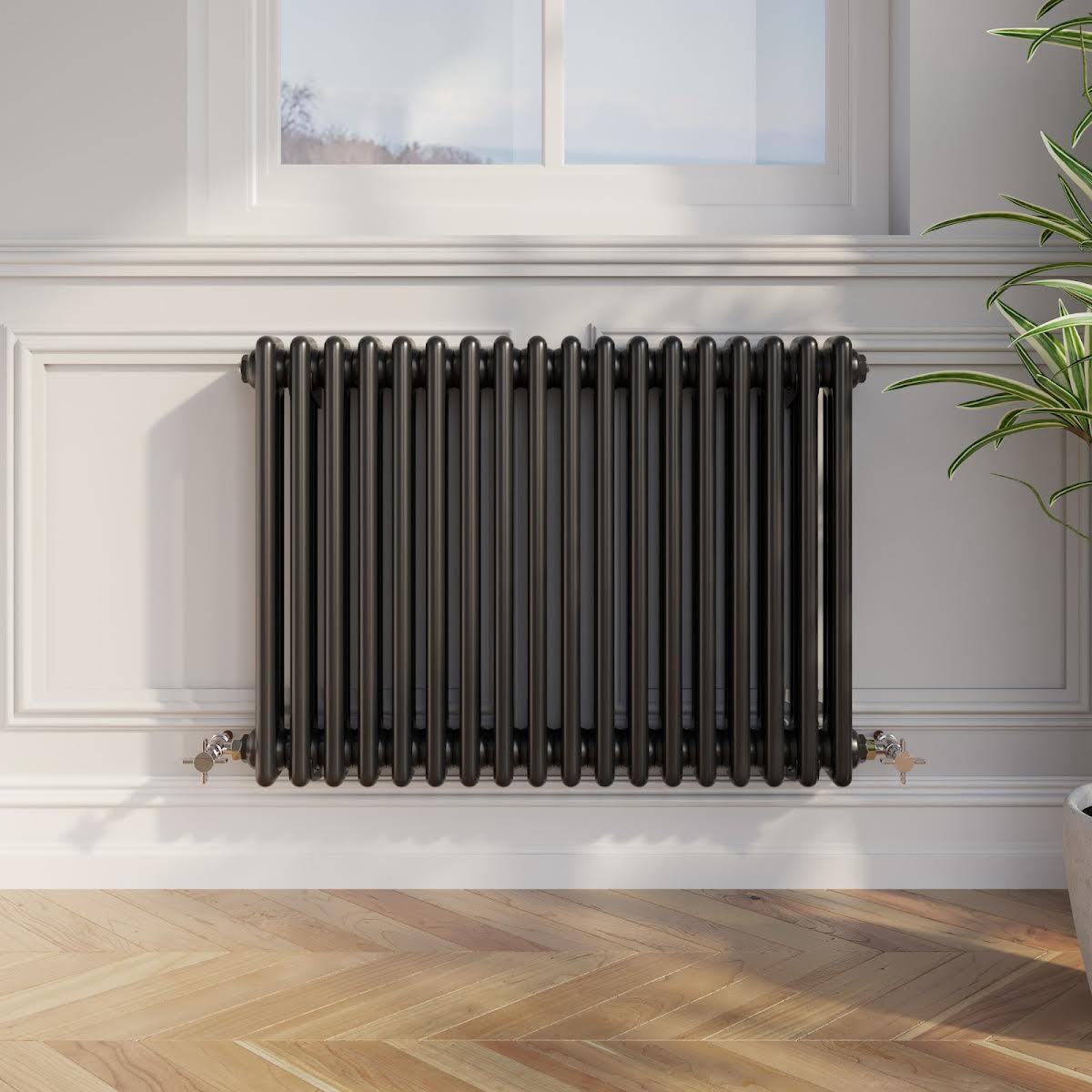 Park Lane Traditional Colosseum Triple Bar Column Radiator Black - 600 ...