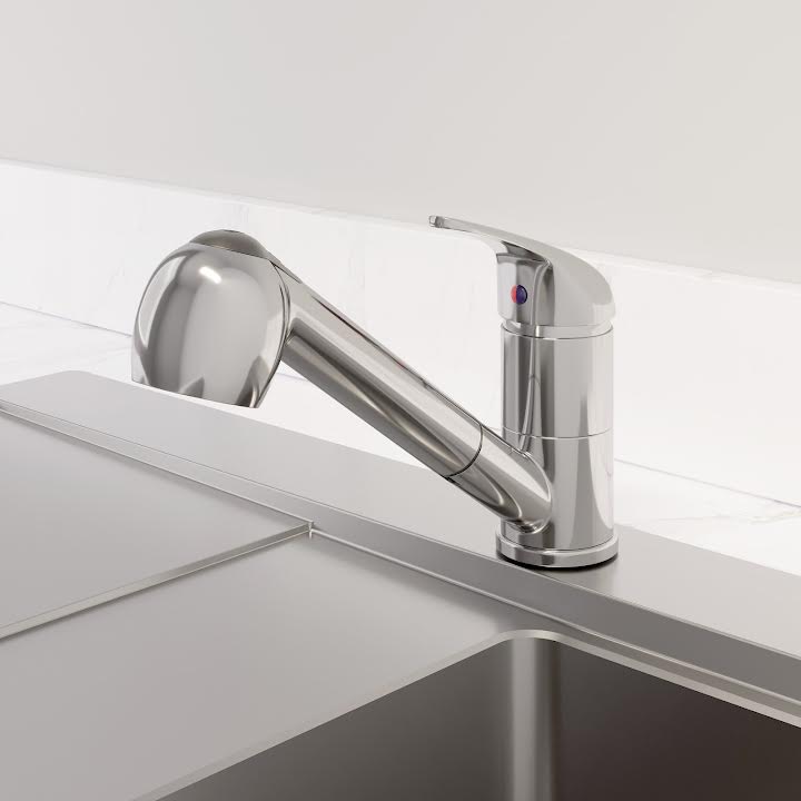 Essentials Pull Out Kitchen Tap - Single Lever Chrome