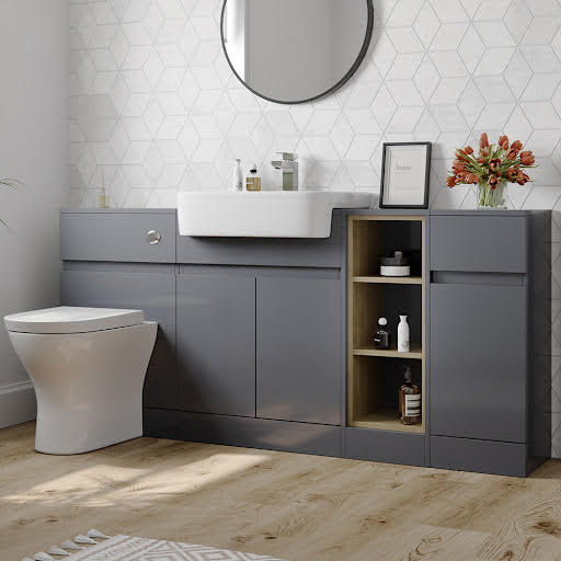 Artis Luna Grey Gloss Toilet & Vanity Unit with Basin - 1720mm