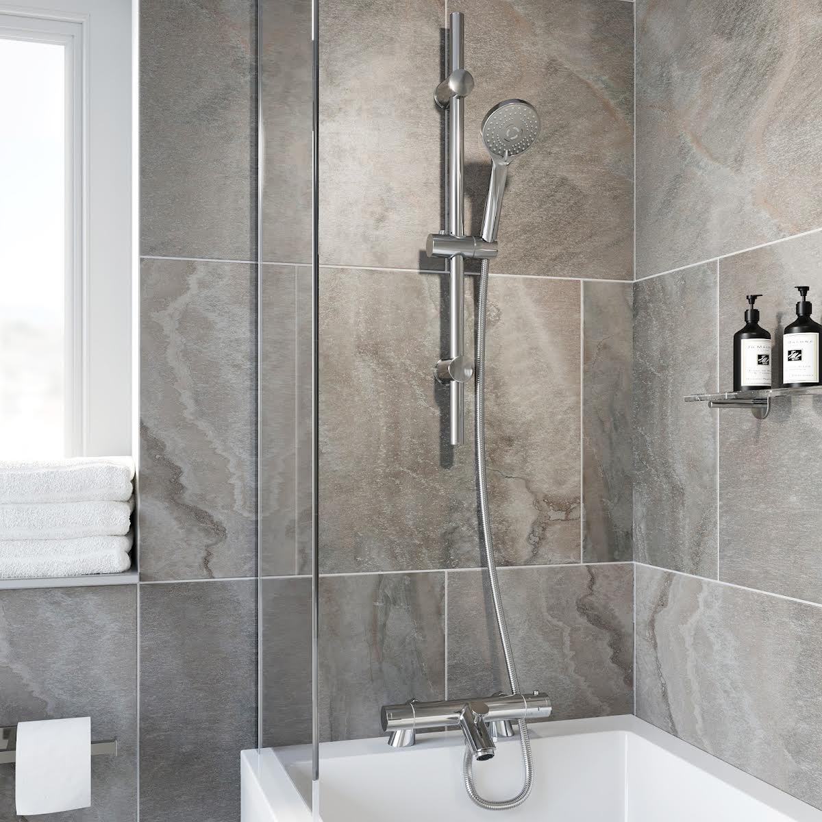 Architeckt Deck Mounted Thermostatic Bath Shower Mixer Valve with Multi ...