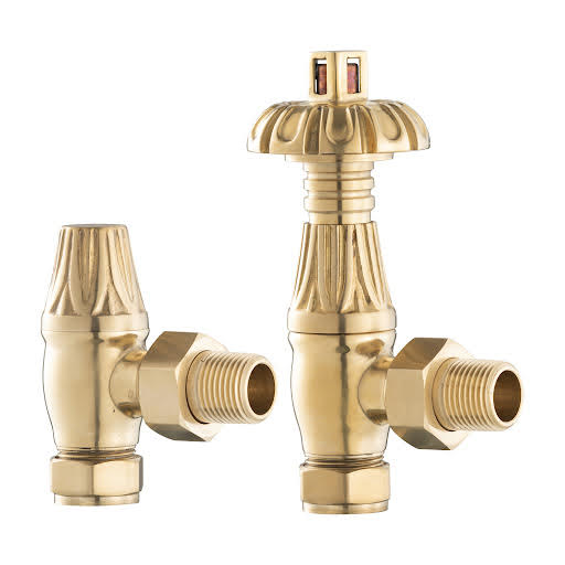 Arroll Ornate Head Thermostatic Radiator Valve & Lockshield Old English ...