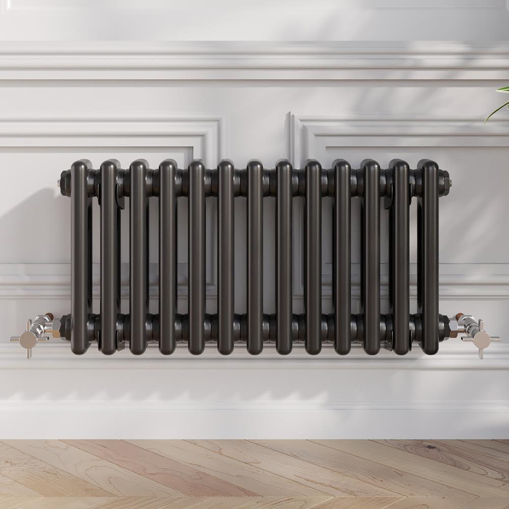 Park Lane Traditional Colosseum Double Bar Column Radiator Black 300 x ...