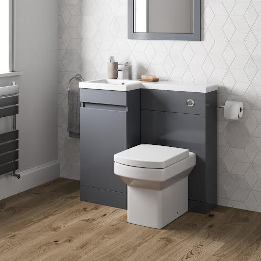 Artis Centro Flat Pack Grey Basin Vanity Unit & Royan Toilet