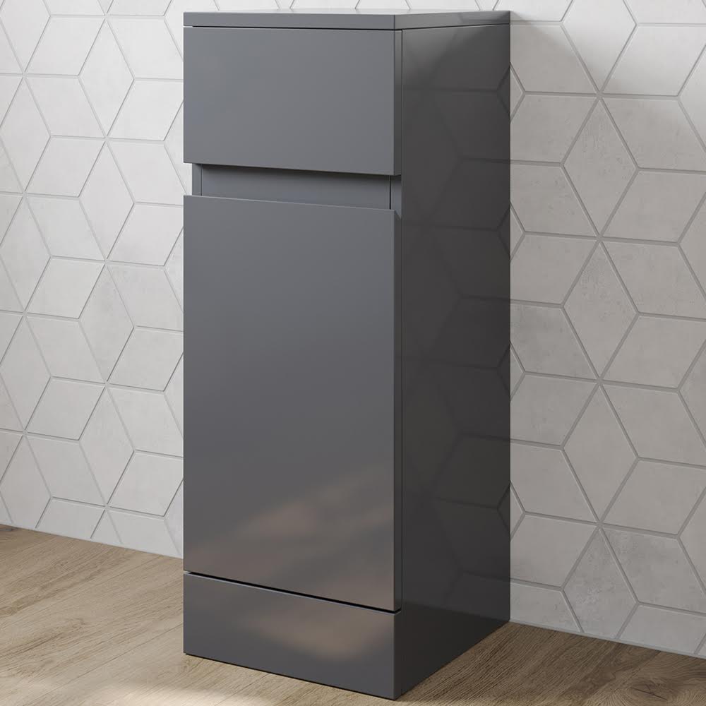 Artis Luna Grey Gloss Freestanding Bathroom Storage Unit - 300mm