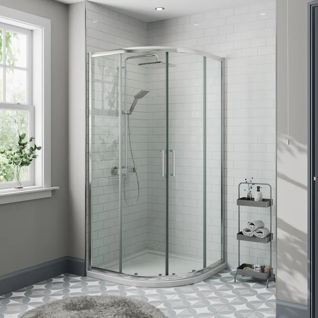 Diamond Quadrant Shower Enclosure 1000 x 1000mm with Non Slip Tray - 8mm