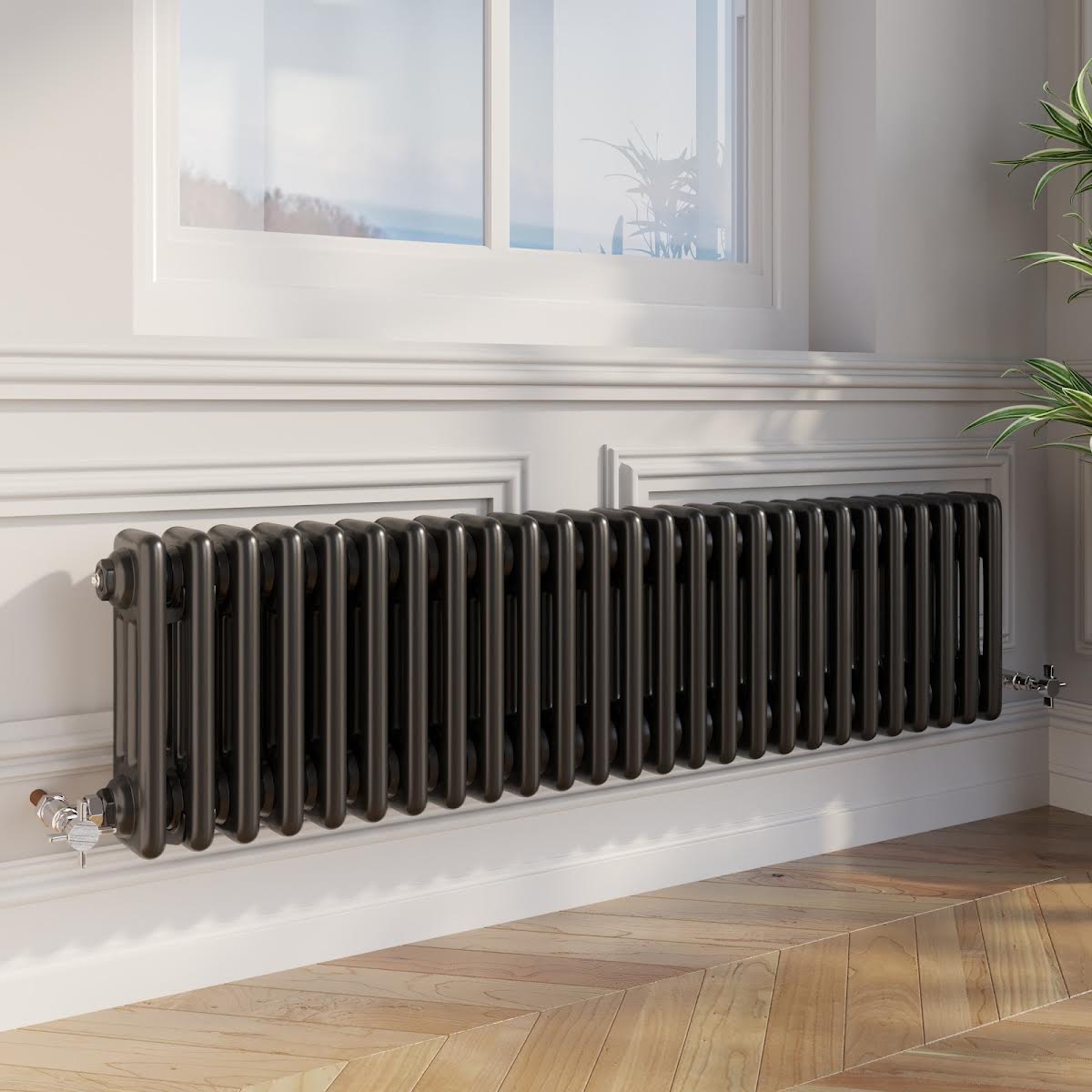 Park Lane Traditional Colosseum Triple Bar Column Radiator Black - 300 ...