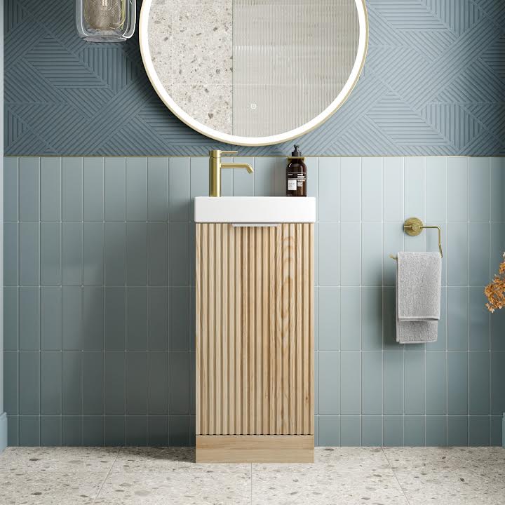 Artis Fluted Freestanding Wood Vanity Unit - 400mm