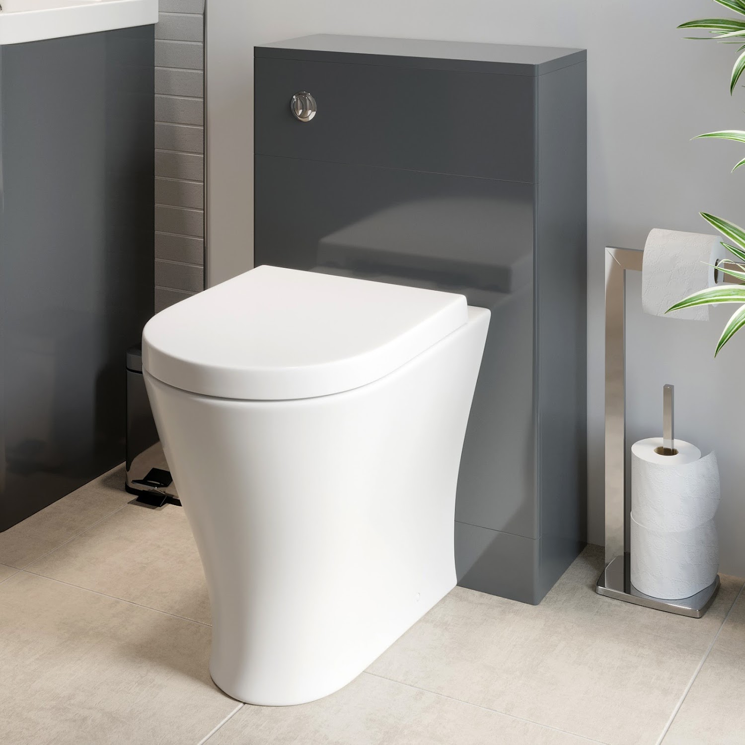 Modern Bathroom Toilet Unit Concealed Cistern 500mm WC BTW Soft Close ...