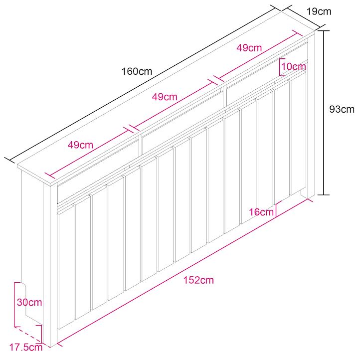 Vale Designs Wood Black Radiator Cover - Large with Drawers