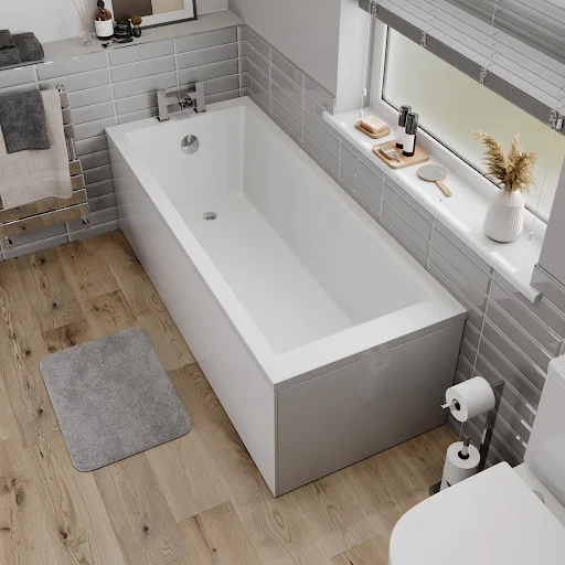 Ceramica Single Ended Square Bath With Side Panel - 1700x700mm