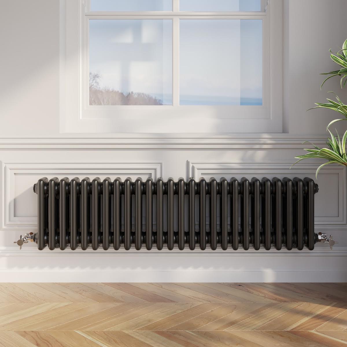 Park Lane Traditional Colosseum Triple Bar Column Radiator Black - 300 ...