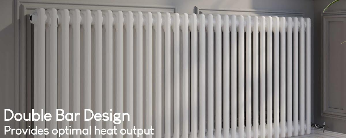 Park Lane Traditional Colosseum Double Bar Column Radiator White 600 x ...