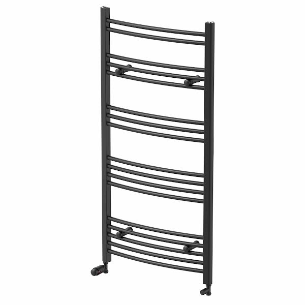 DuraTherm Curved Towel Radiator Matt Black - 1200 x 600mm
