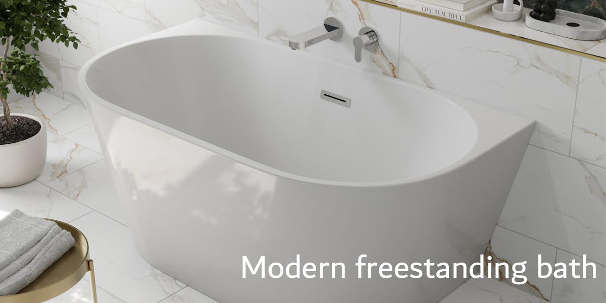 Affine Small Back To Wall Freestanding Bath - 1400 x 750mm