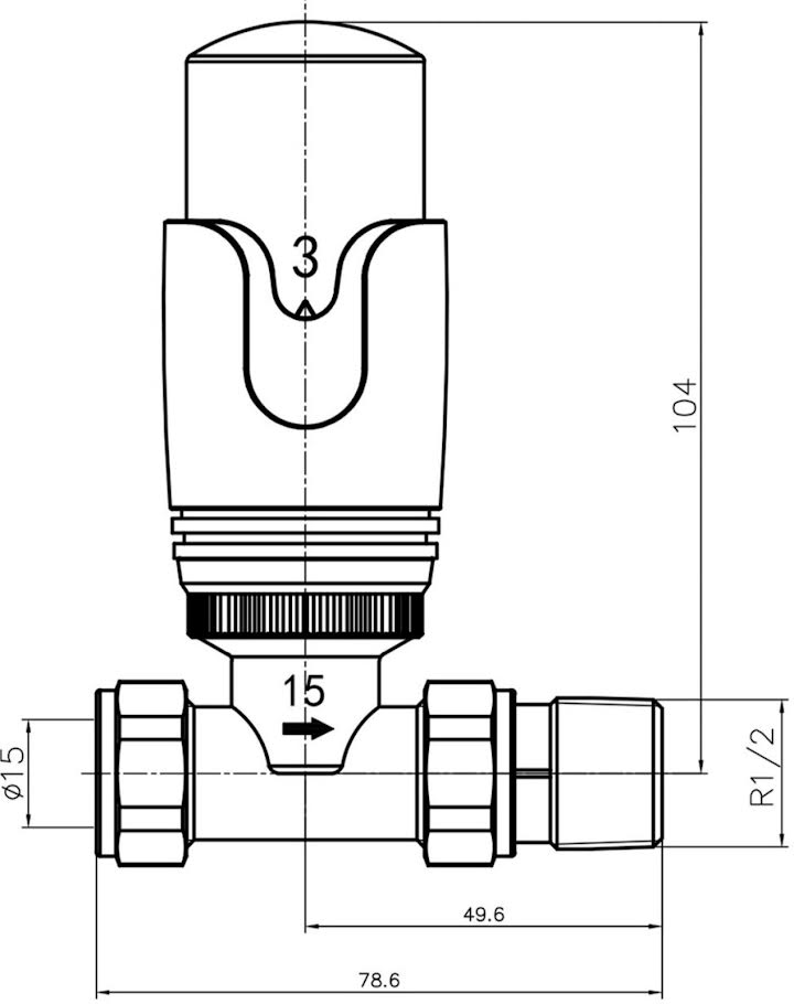 Solaro 15mm TRV Straight Radiator Valve & Lockshield - Matt White