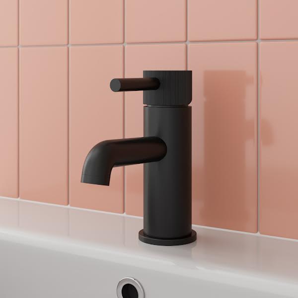 Merano Fluted Basin Mixer Tap - Matt Black