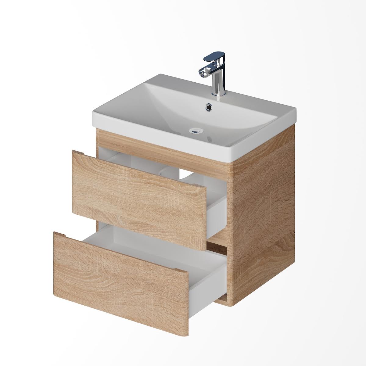 Regis Forma Wood Wall Hung Vanity Unit & Basin - 600mm