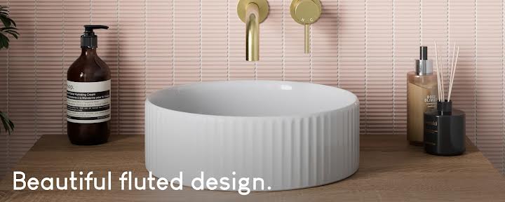 Affine Fluted Countertop Basin Gloss White - 360 x 360mm