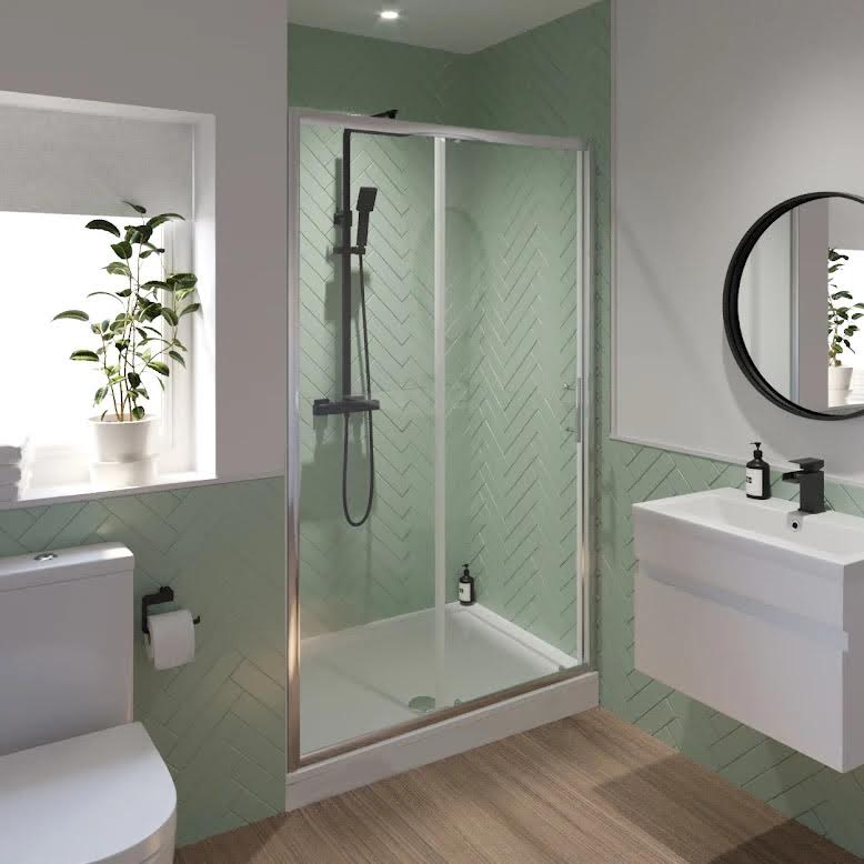 Luxura Sliding Door 1200mm With 1200 X 800mm Raised Ns Tray