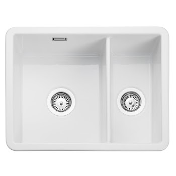 Rangemaster Rustique Kitchen Sink 1.5 Bowl Left Hand Ceramic White FREE ...