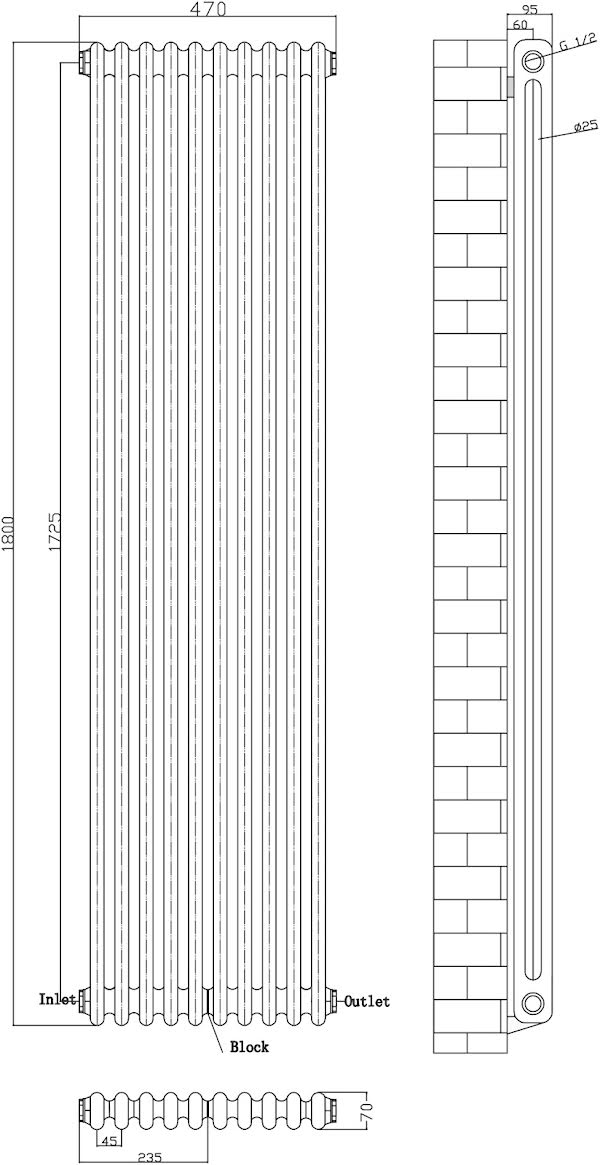 Park Lane Traditional Vertical Colosseum Double Bar Column Radiator ...