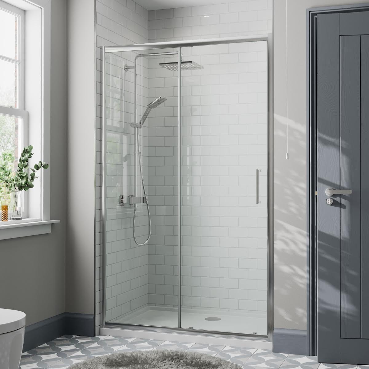 Diamond 1000mm Framed Sliding Shower Door - 8mm Glass