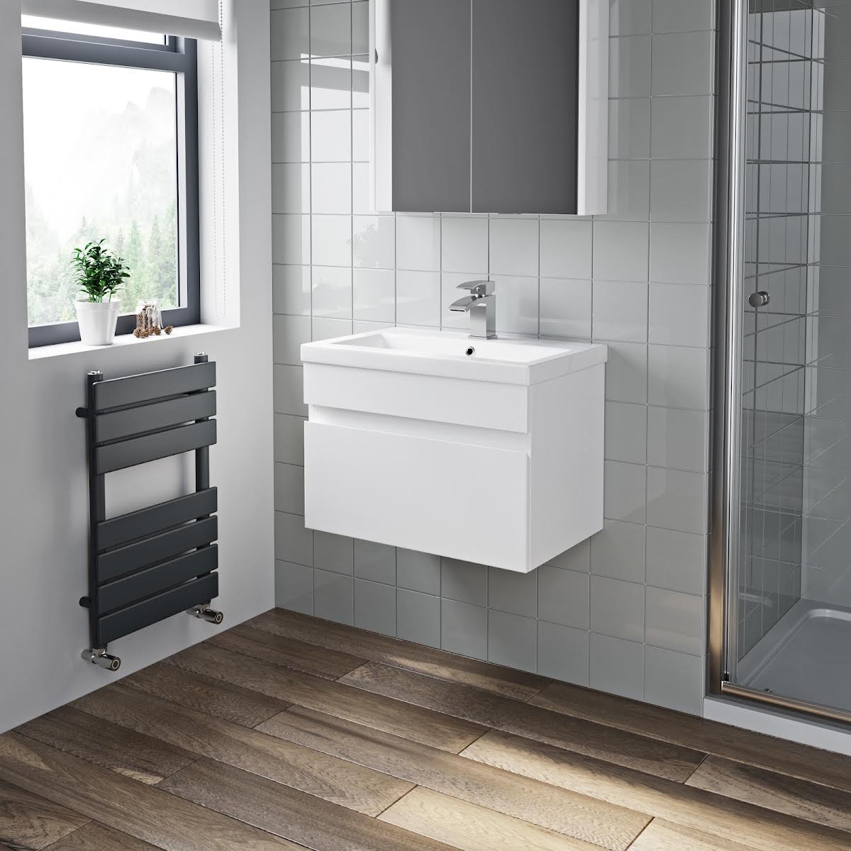 Artis Centro White Gloss Wall Hung Vanity Unit with Basin - 600mm